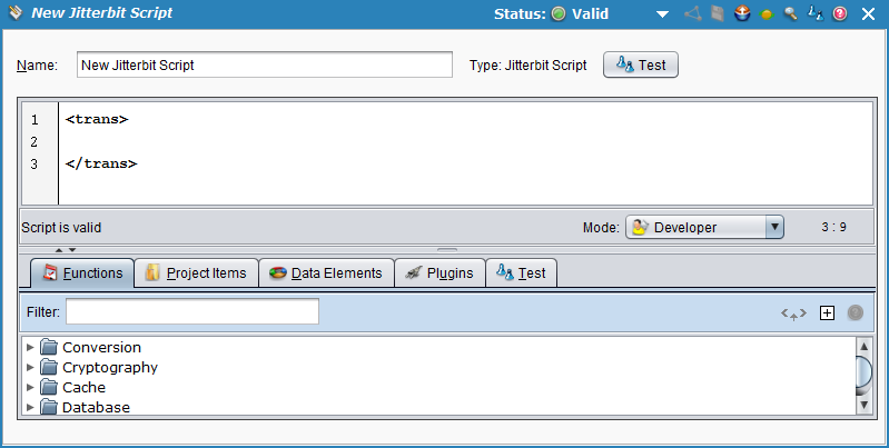 Create a script in Jitterbit Design Studio